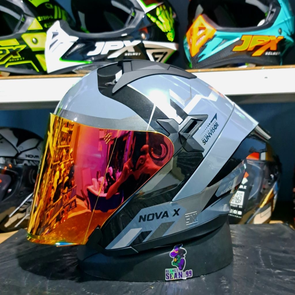 Jual HELM JPX NOVA X V2 MOTIF N4 HALF FACE DOUBLE VISOR ORIGINAL SNI DOT | Shopee Indonesia