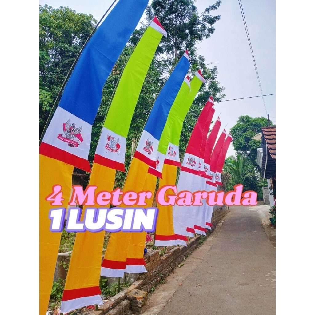 Jual Grosir 1 Lusin Bendera Layur Garuda 4 Meter/Umbul Umbul 4 meter | Shopee Indonesia