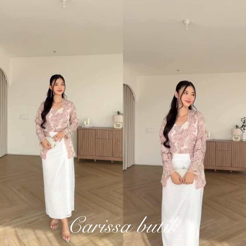 Jual Carissa - RONA TOP - Kebaya Brokat Prada - Bordir Bunga - Pakaian ...