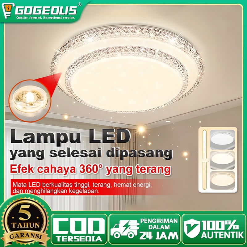 Jual [COD]Lampu Plafon Lampu Kristal 3 Warna 30/50CM Lampu Ruang Tamu ...