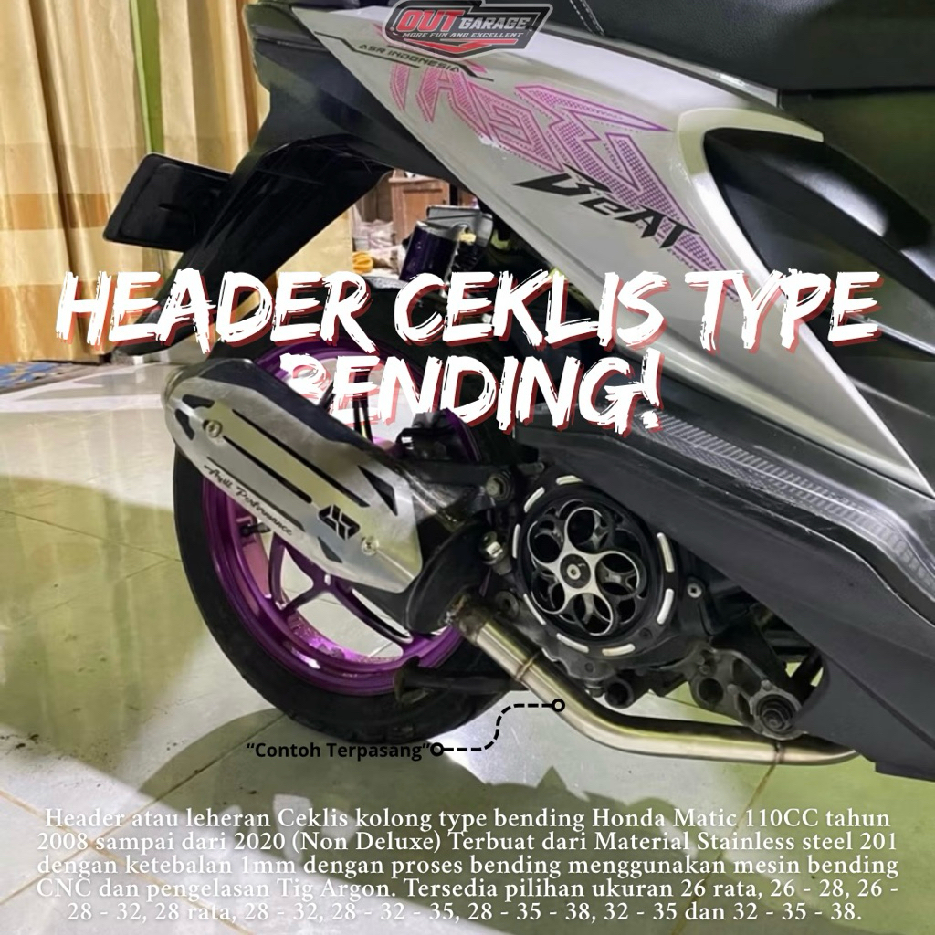 Jual (BEAT/SCOOPY 2008 - 2020) Leheran Header Knalpot Racing Custom ...