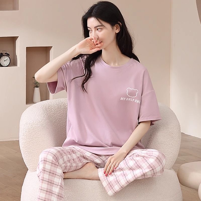 Jual Set Piyama Wanita Motif Baru - Lengan Pendek & Celana Panjang ...