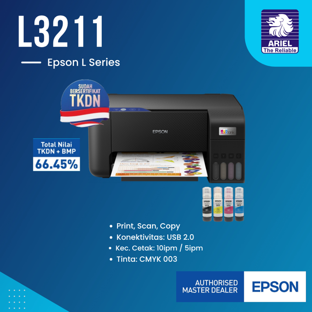 Jual Printer Epson L3211 TKDN All-in-One Ink Tank Printer (Print, Scan, Copy) (Pengganti L3210 ...