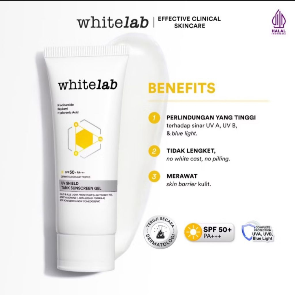 Jual Whitelab UV Shield Tank Sunscreen Gel SPF 50++ PA ++++ | Shopee ...