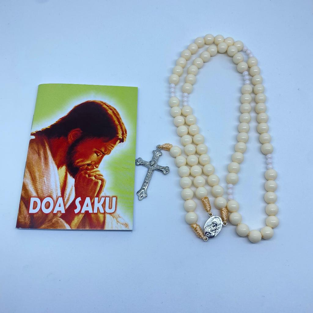 Jual Rosario 77 Bapa Kami Warna Kuning Susu Premium + Buku Doa Saku + Panduan Doa 77 Bapa Kami ...