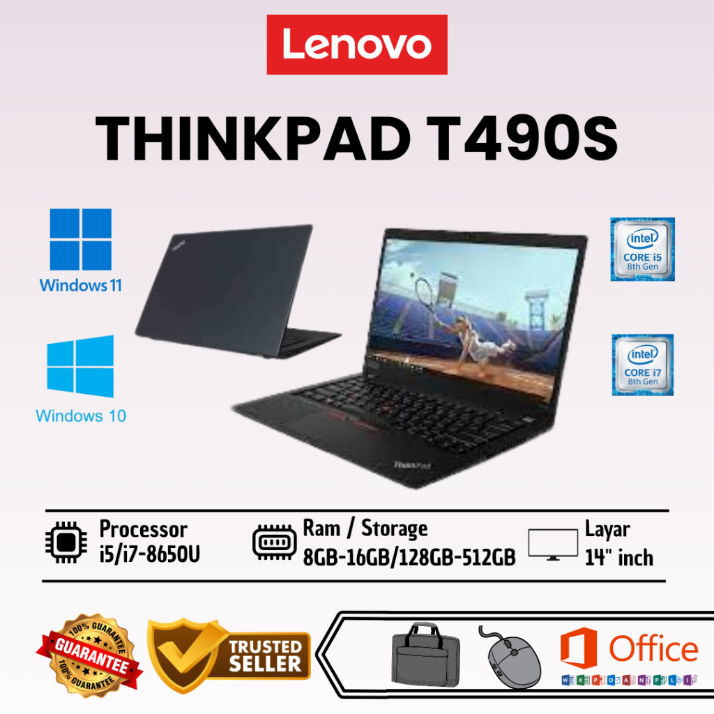 Jual Laptop Lenovo Thinkpad T490 & T490S Core i5 & i7 Gen 8 Ram 8/256GB ...