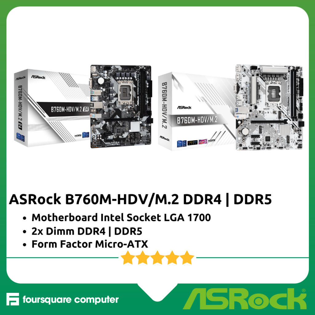Jual Asrock B760M-HDV/M.2 DDR4 | DDR5 White Motherboard Intel Socket ...
