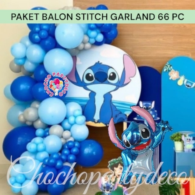 Jual Paket Balon STITCH ANGEL GARLAND 66 PC / Dekorasi Ulang Tahun Lilo ...