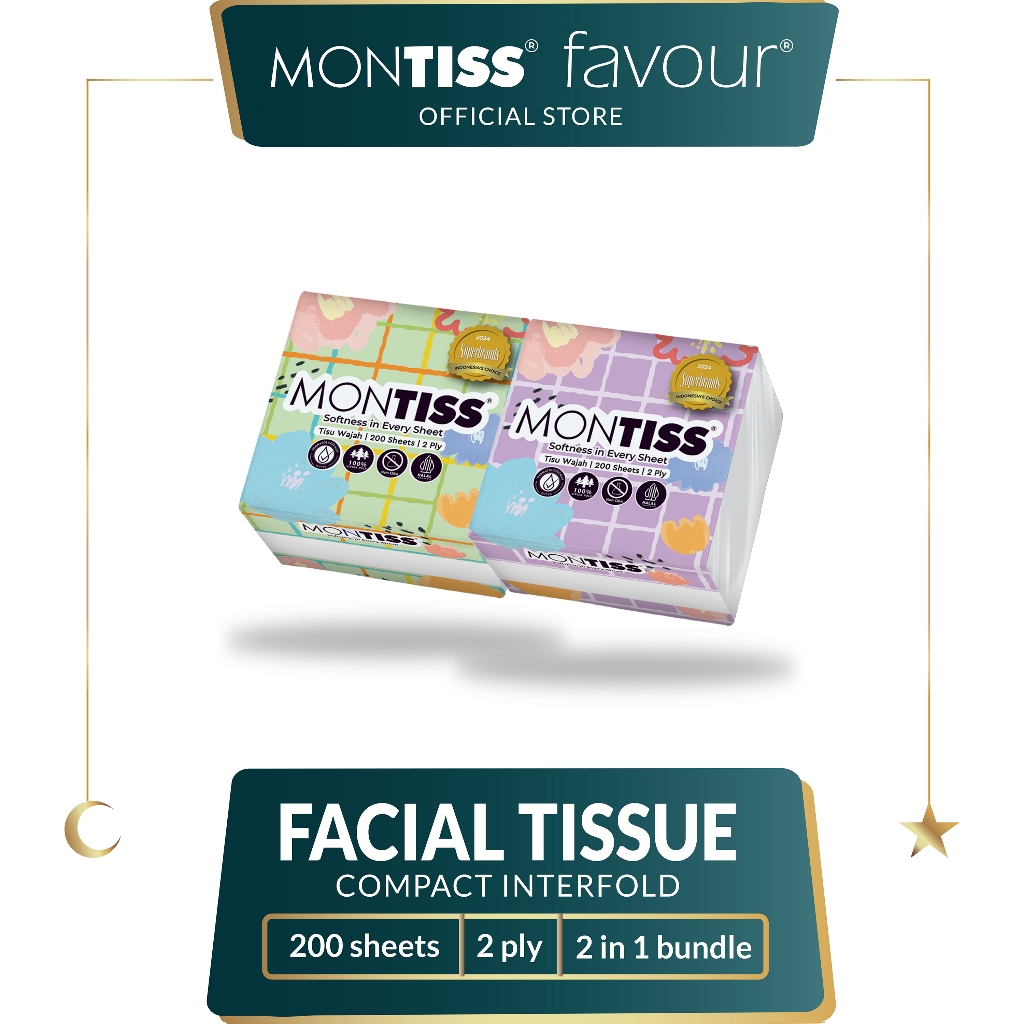 Jual Montiss Compact Interfold Tissue 200 Sheets 2 in 1 SB | Shopee ...
