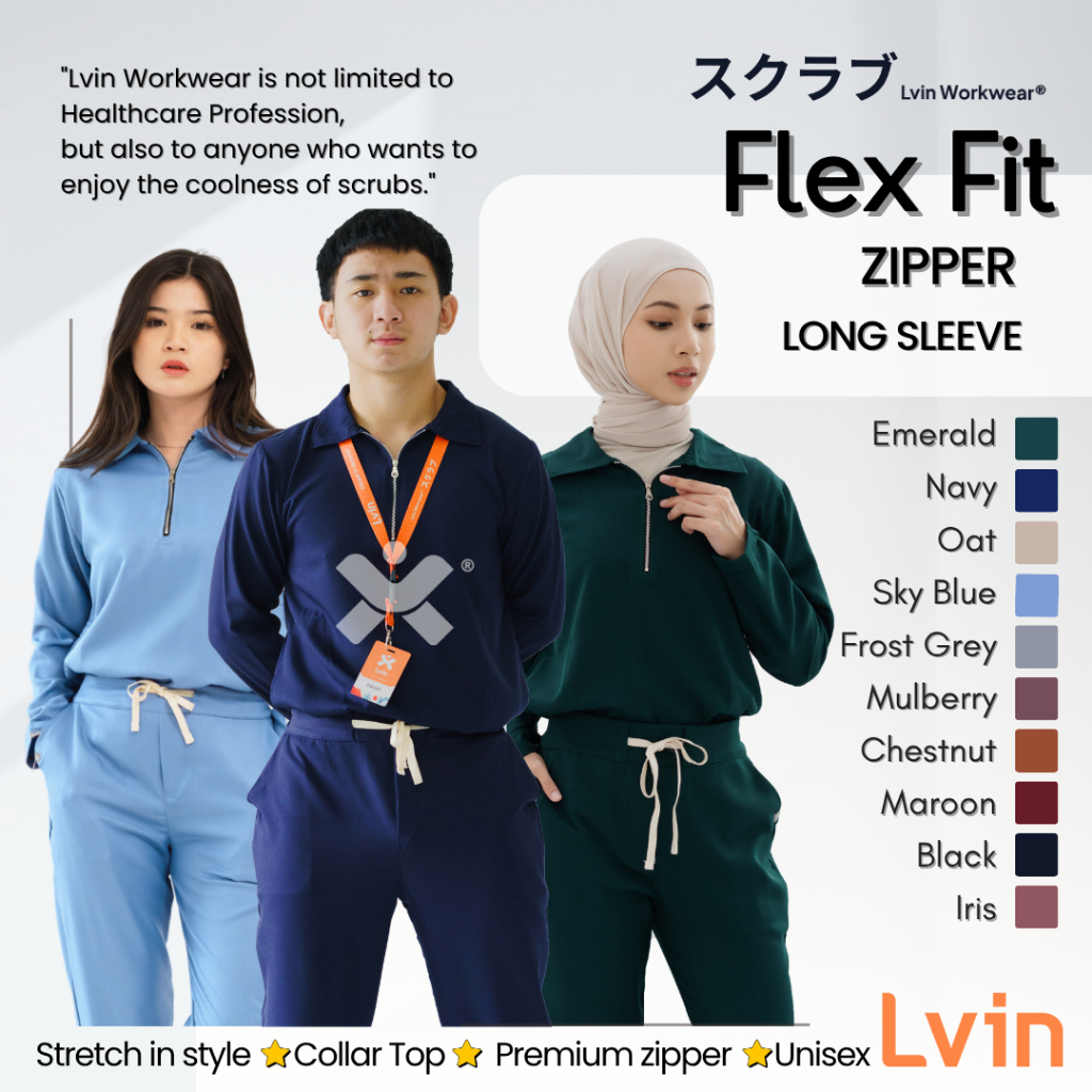 Jual [ Lvin ] FLEX FIT ZIPPER - Baju OKA Lengan Panjang / Baju Jaga ...