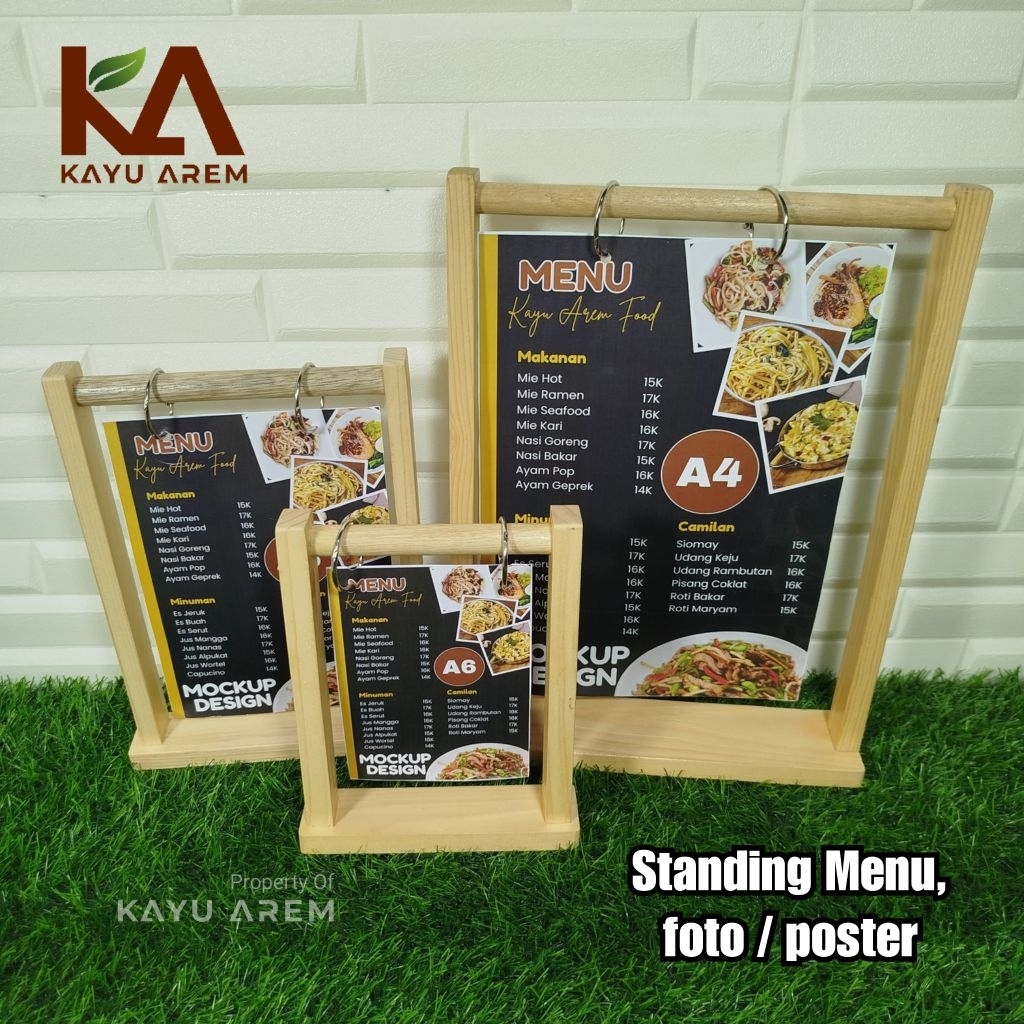 Jual Tempat Menu Holder Kayu / Gantungan Foto Stand Dudukan Menu Cafe ...
