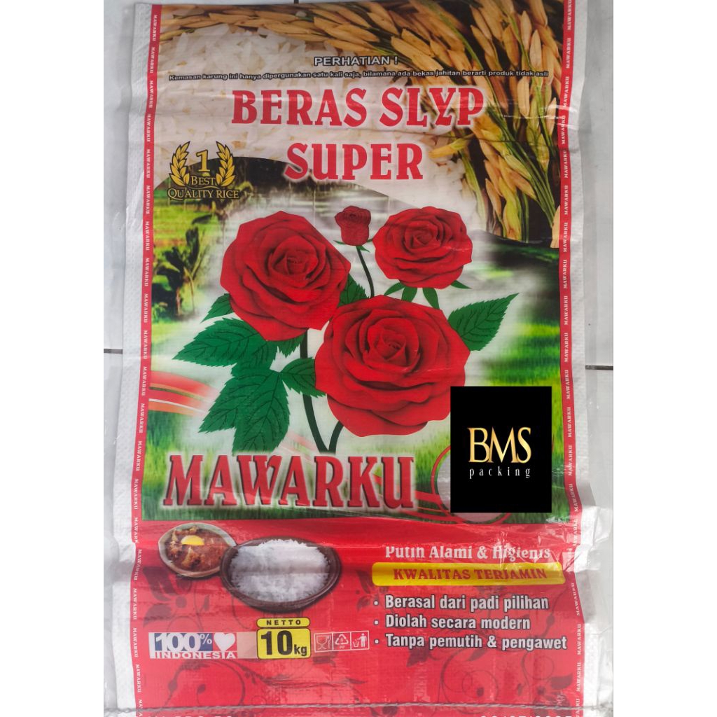 Jual karung plastik laminasi baru 10 kg ( cap mawar) | Shopee Indonesia