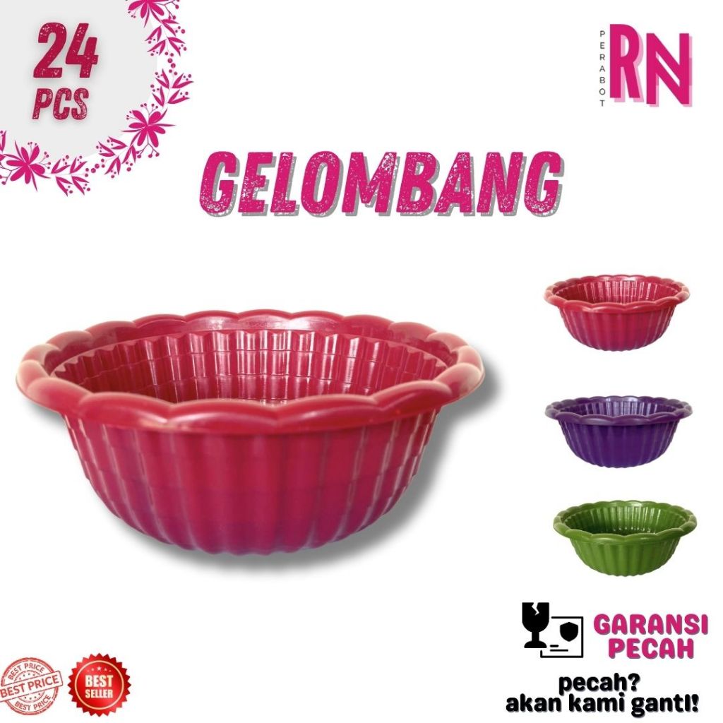 Jual [ISI 24 PCS] BASKOM PLASTIK GELOMBANG UKURAN 14 ELEGEN / BASKOM ...