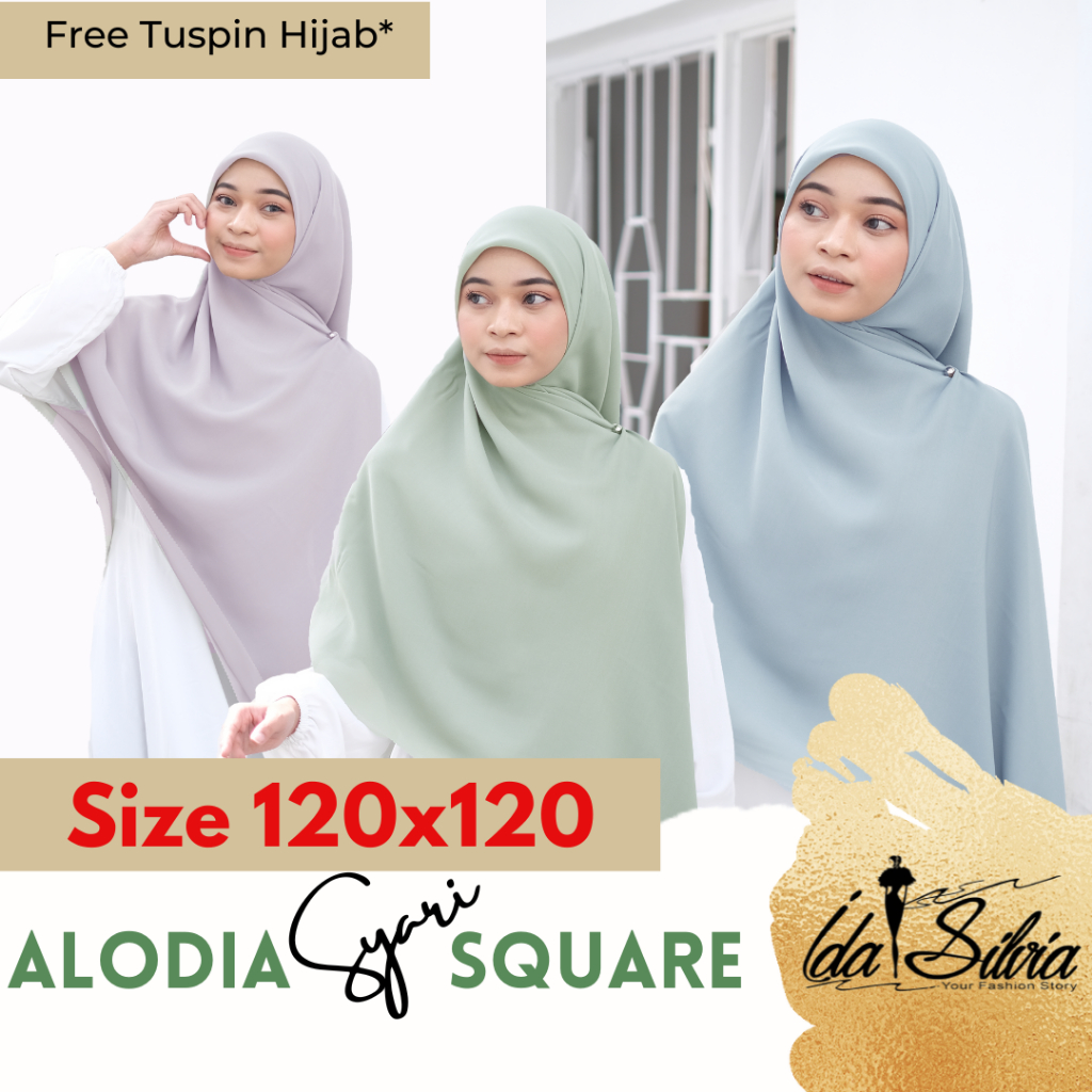 Jual IDA SILVIA - (Lasercut) Jilbab Segiempat SYAR'I Jumbo Kerudung Segi Empat Syari Jahit Tepi ...