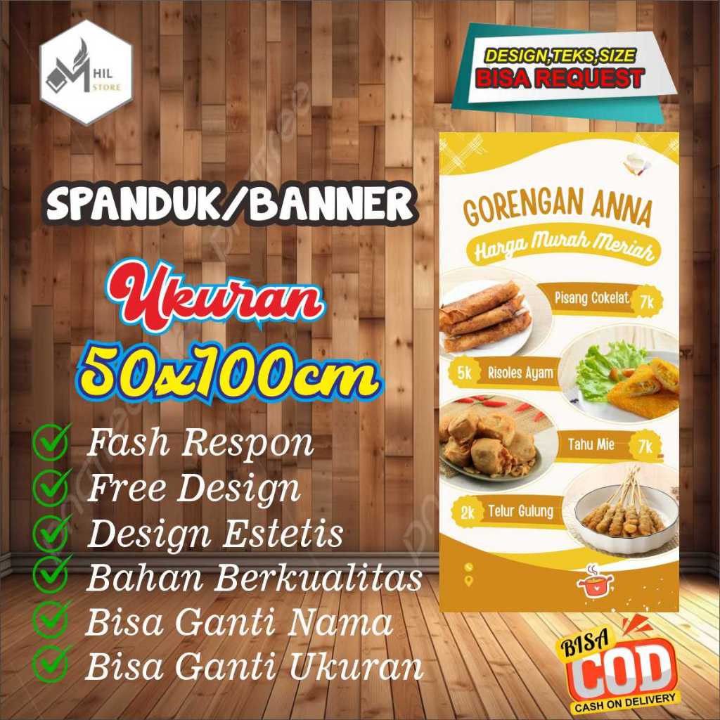 Jual Cetak Banner Menu Makanan Gorengan Illustratif Modern untuk ...
