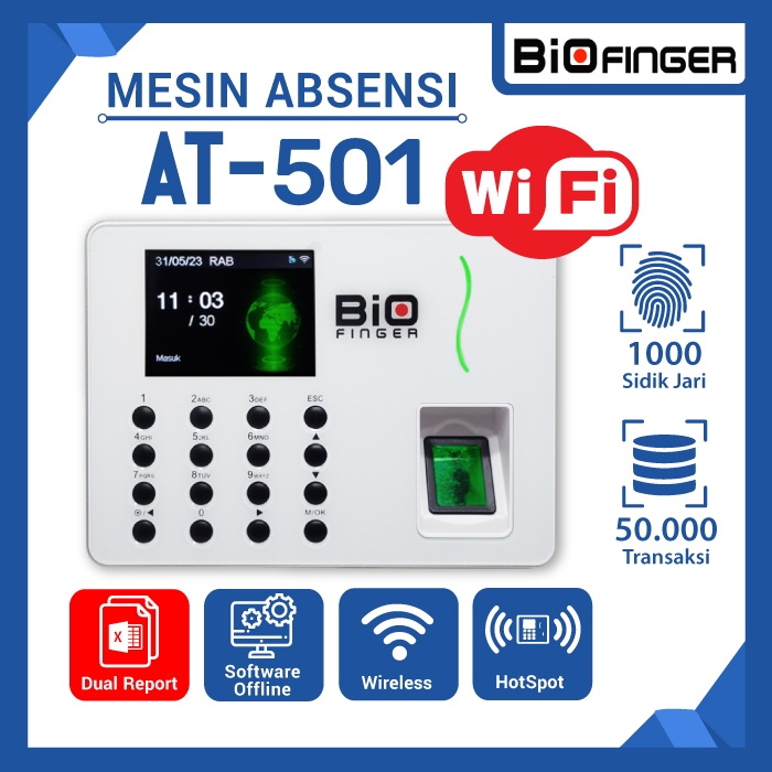 Jual BIOFINGER AT-501 Fingerprint Absensi Jari USB Wireless HotSpot ...