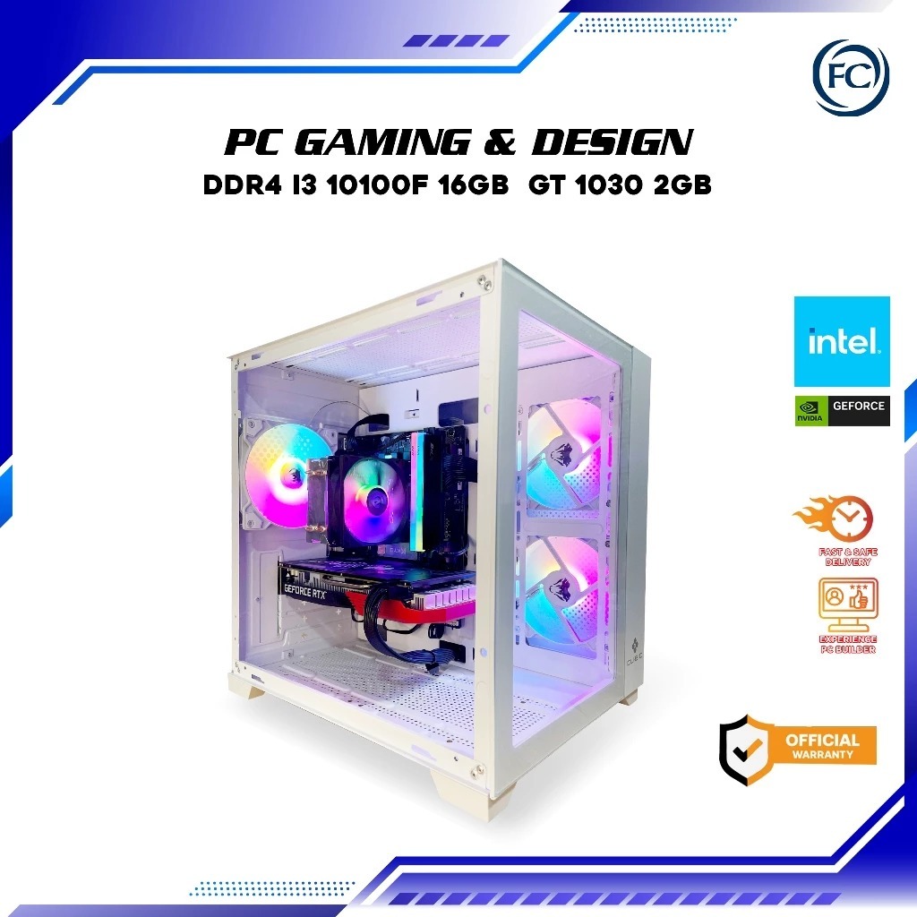 Jual PC GAMING & DESIGN FULL SET DDR4 I3-10100F / 16GB / GT 1030 2GB ...