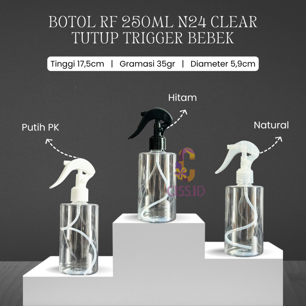 Jual BOTOL RF 250ML N24 CLEAR TUTUP TRIGGER BEBEK BOTOL SPRAY MIST SEMPROTAN CAIRAN | Shopee ...