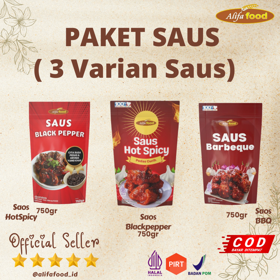 Jual ALIFA FOOD - PAKET SAUS (3 Varian Saus), Saus Barbeque, Saos Hot ...