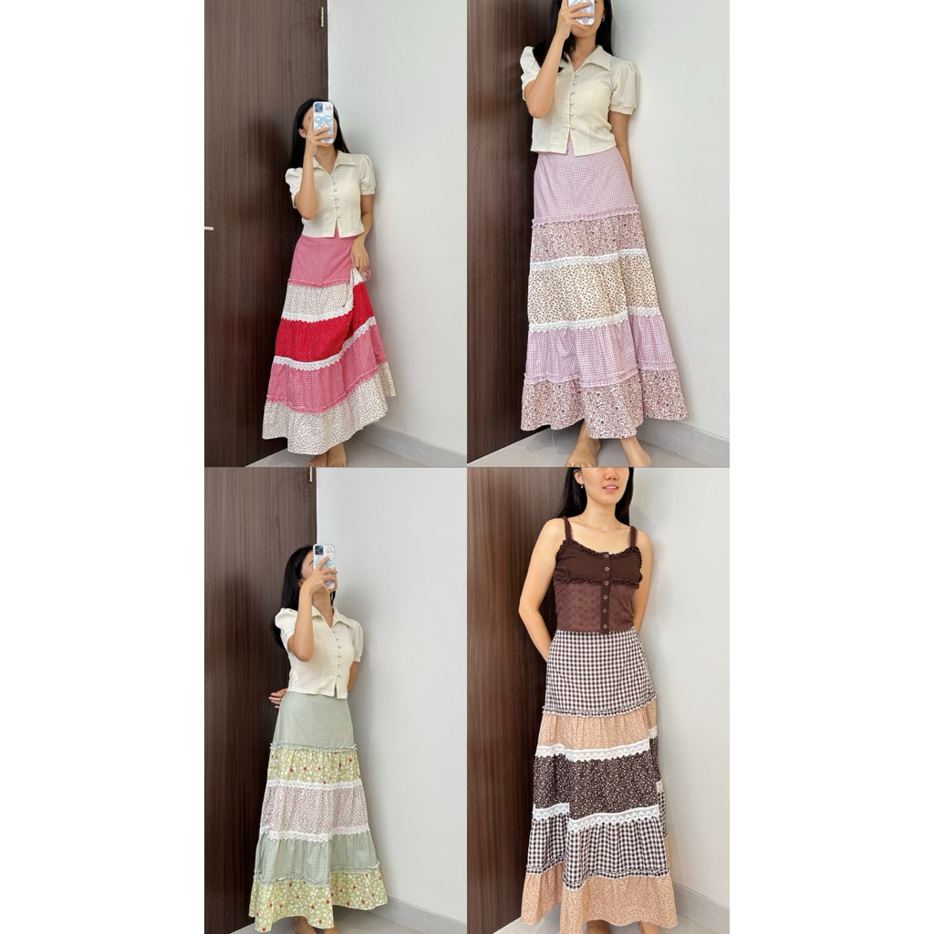 Jual MAYA PATCHWORK SKIRT LOCAL BRAND ROK PANJANG ROK LUCU WANITA ROK ...