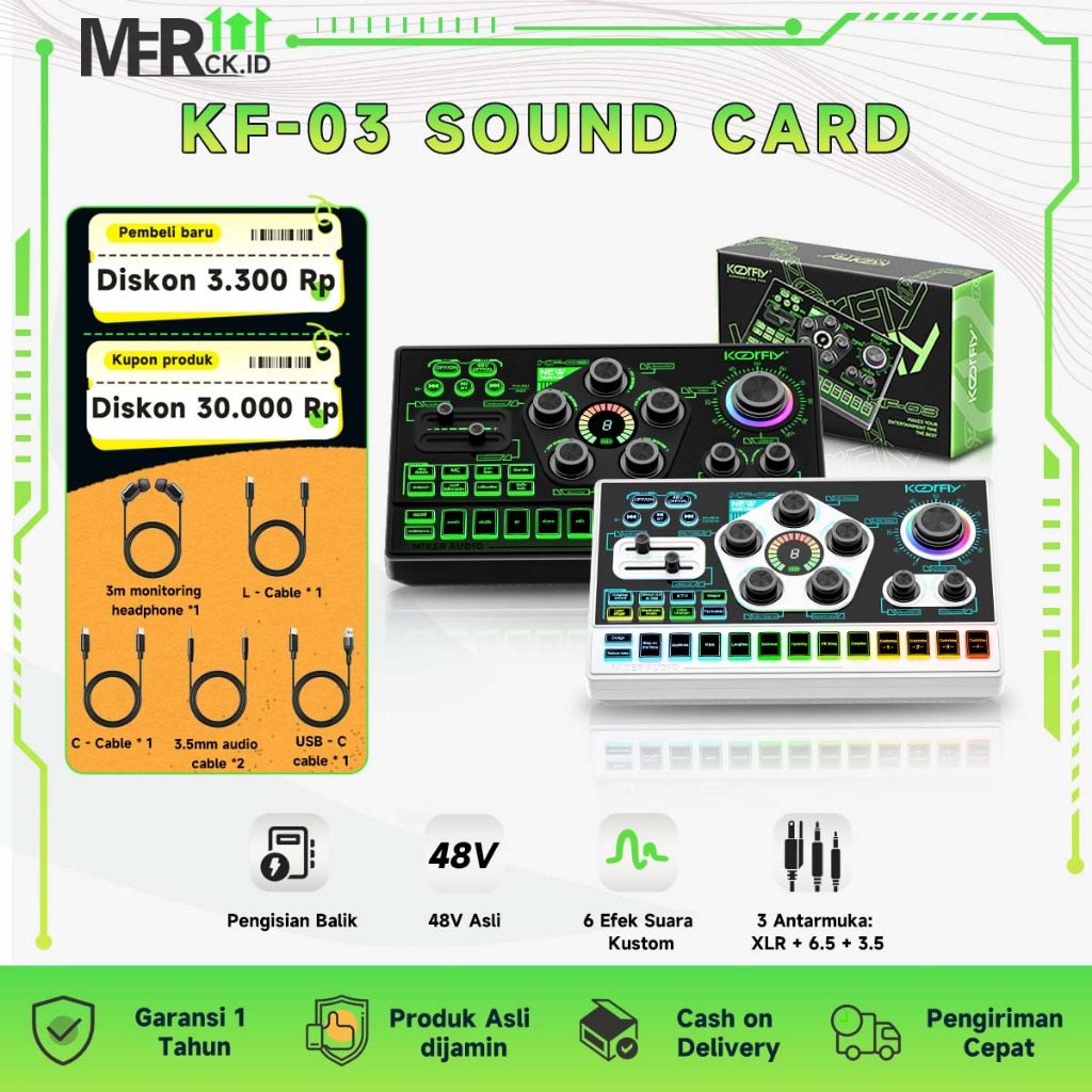 Jual 【Hadiah Gratis】Koorfly KF03 Live profesional Soundcard perangkat ...