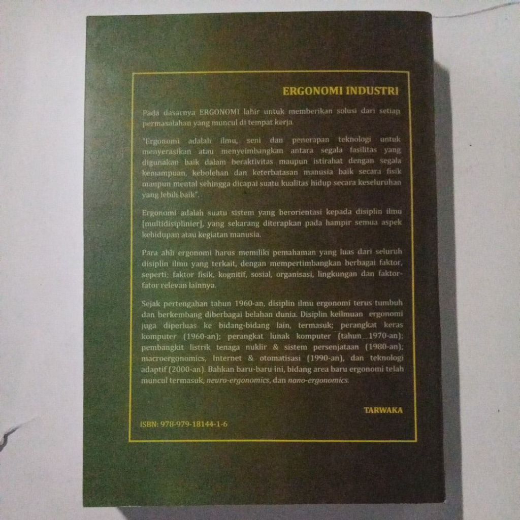 Jual BUKU ERGONOMI INDUSTRI DASAR-DASAR PENGETAHUAN ERGONOMI DAN ...