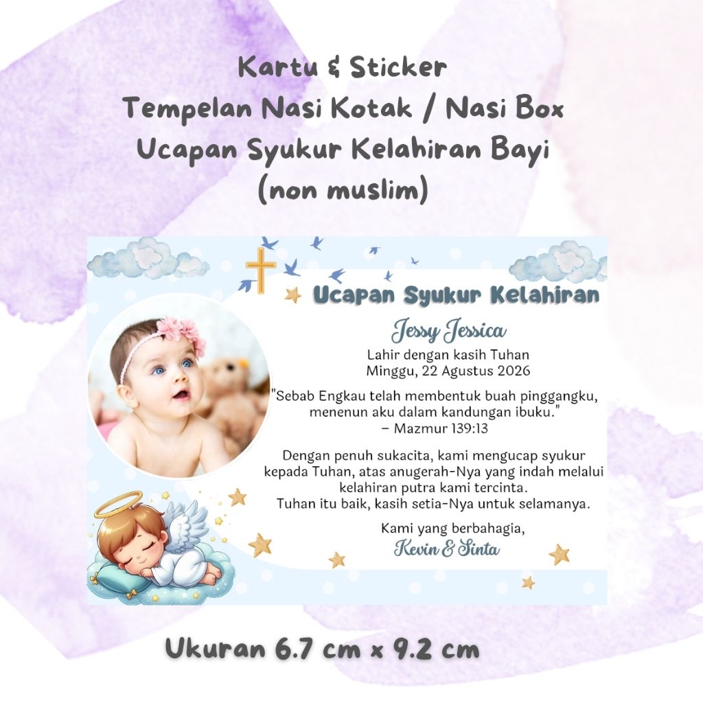 Jual Stiker ucapan syukur kelahiran bayi untuk non muslim | Shopee ...