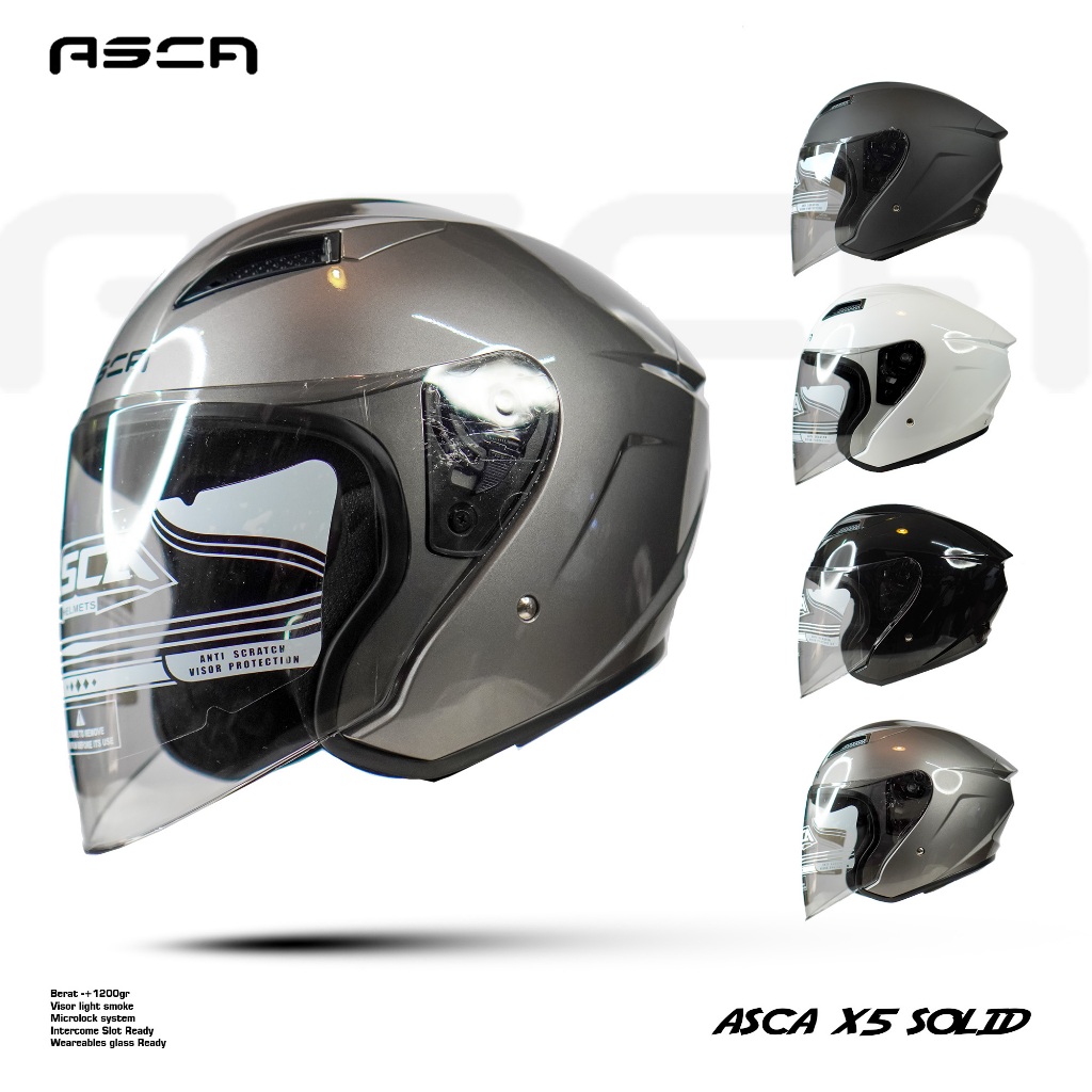 Jual Helm ASCA X5 SERIES SINGLE VISOR LIGHT SMOKE - Helm half face asca ...