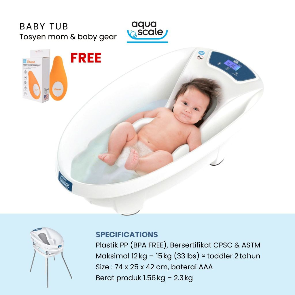 Jual AquaScale 3in1 – Bak Mandi Bayi Digital + Timbangan & Termometer ...