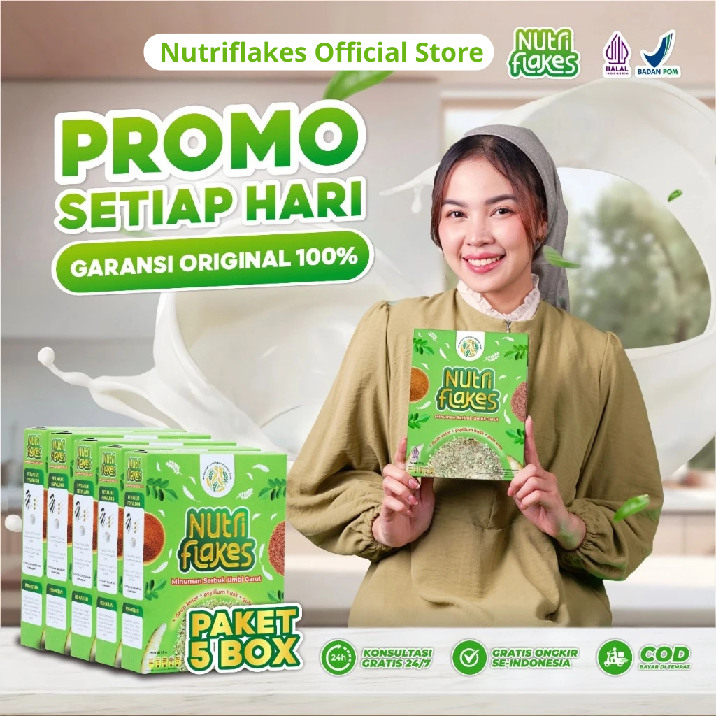 Jual Nutriflakes 5 Box Minuman Serbuk Umbi Garut Bantu Atasi Permasalahan Gerd 280g | Shopee ...