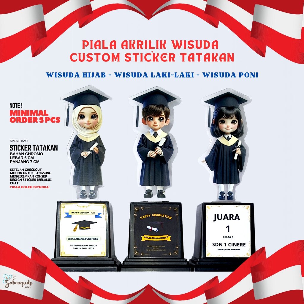 Jual Piala Wisuda Custom Sticker Tatakan Anak Sekolah Souvenir Tropi ...