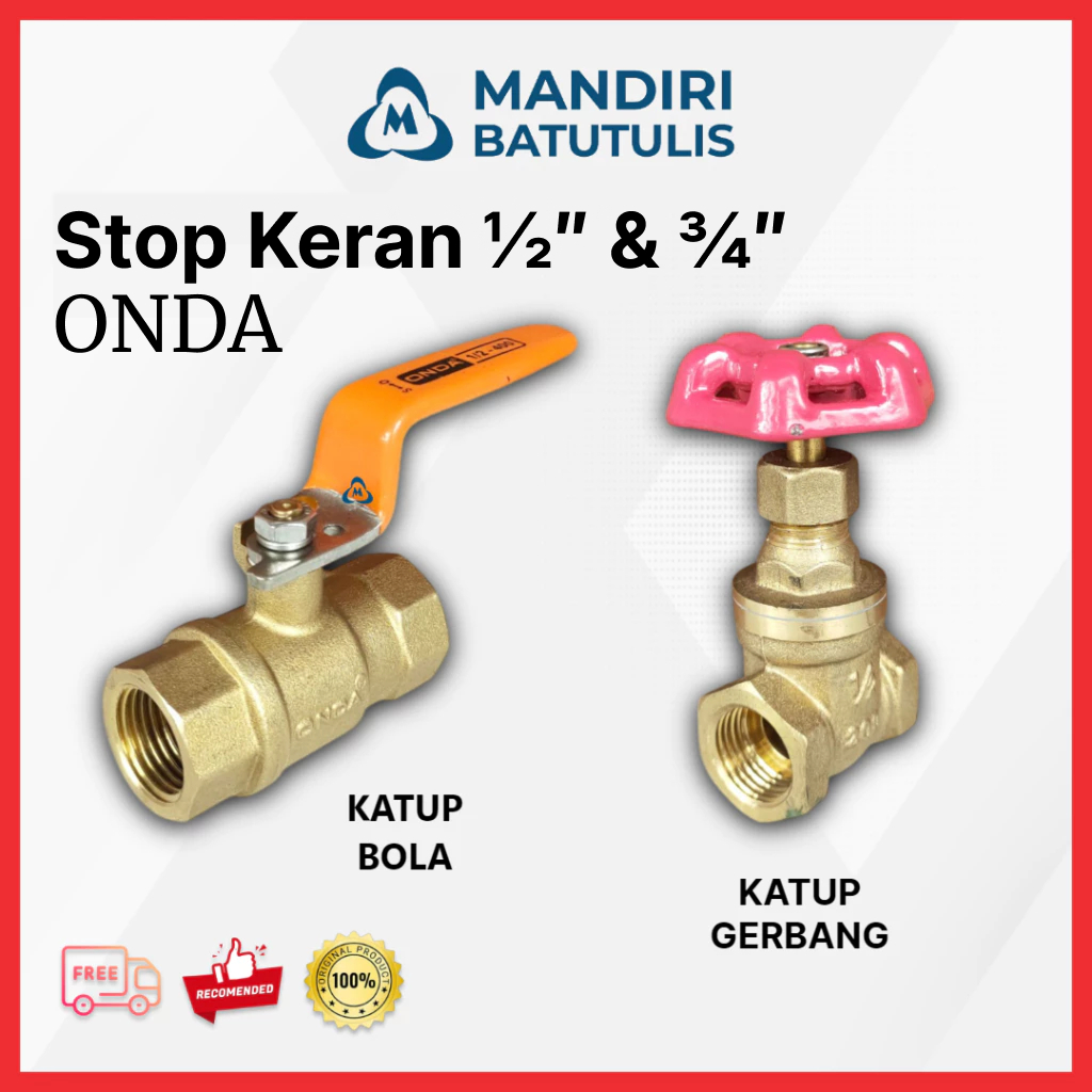 Jual Stop Keran Kuningan ONDA - Stop Kran 1/2" Engkol - Ballvalve ...
