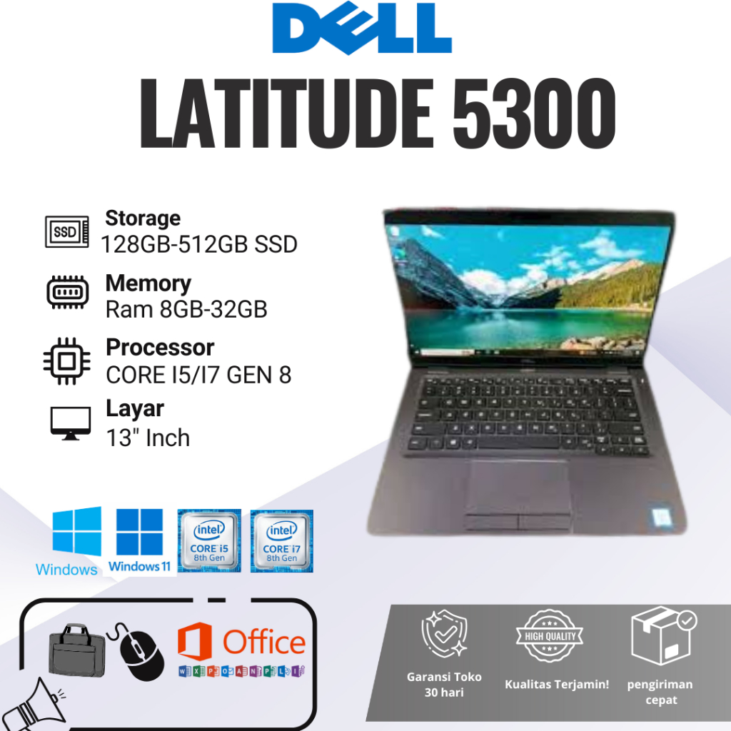Jual Laptop Dell Latitude 5300 i5 Gen 8365U & i7 Gen 8665U RAM 8GB-16GB ...