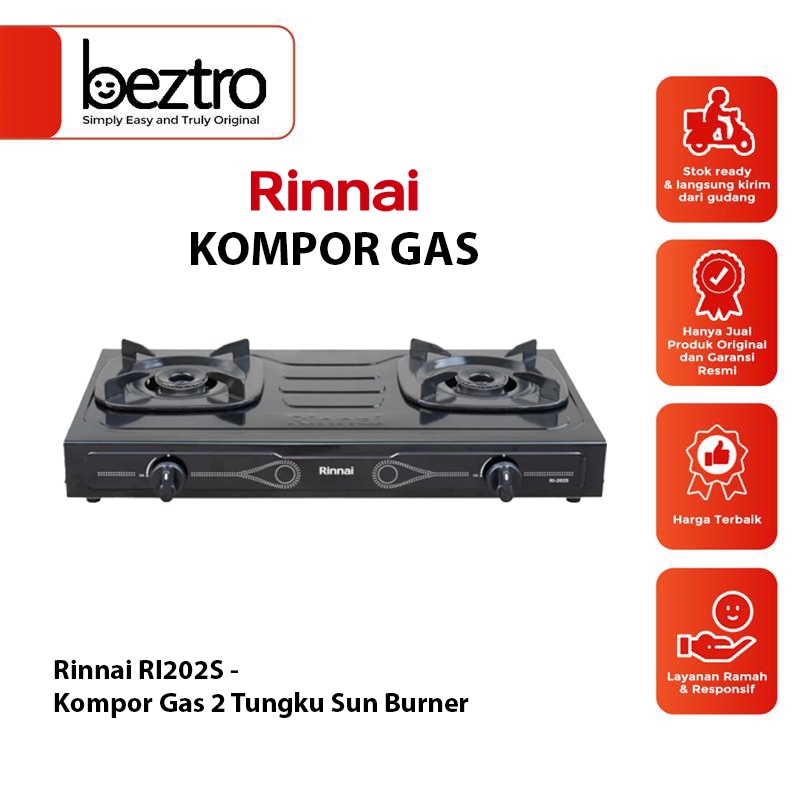 Jual Rinnai RI202S RI 202 S – Kompor Gas 2 Tungku Cooker Stove Top ...
