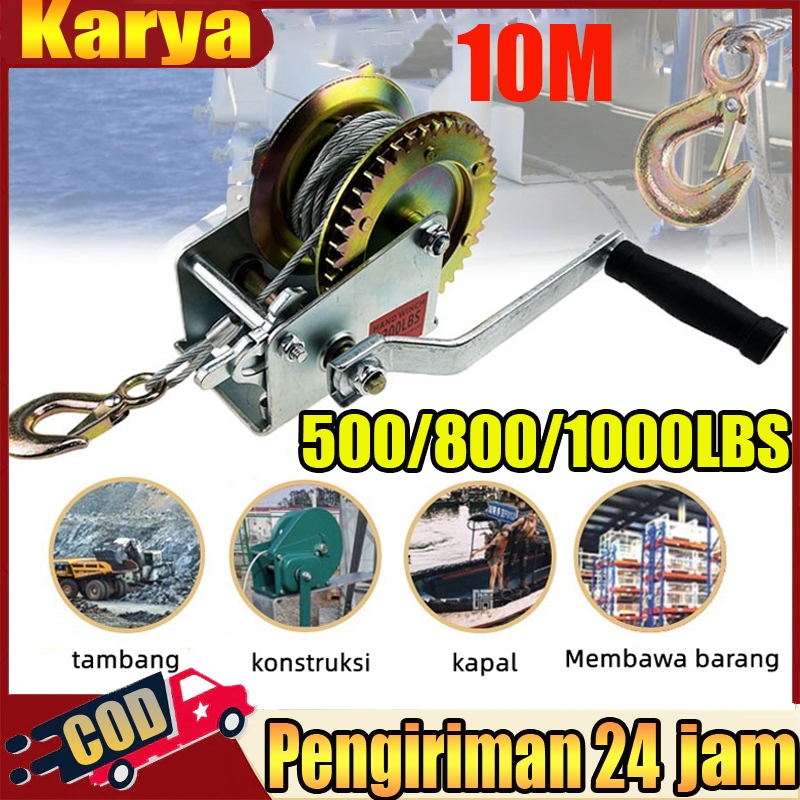 Jual 500/800/1200LBS katrol kanopi sliding manual /Wire Rope Hand Winch ...