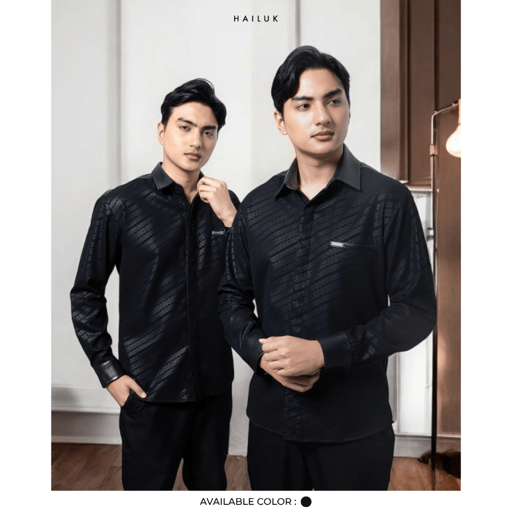 Jual HAVAR x HAILUK Dilan Kemeja Batik Hitam Pria Slimfit Lengan ...