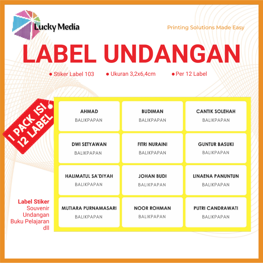 Jual Cetak Label Nama Undangan 103 Print Stiker Souvenir Sticker Buku ...