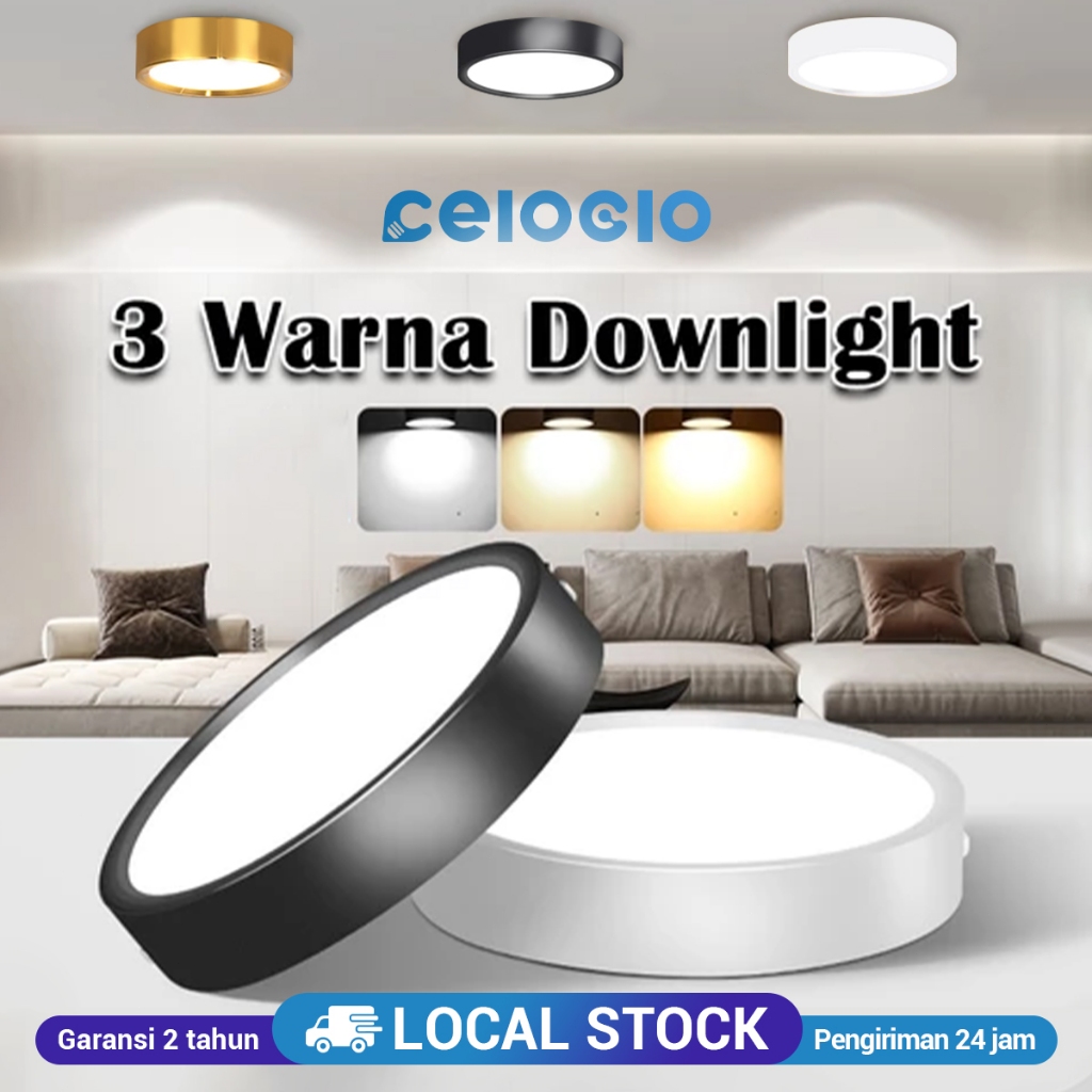 Jual CELOGLO Lampu Downlight 3 Warna Led Ceiling Light 5W 10W 15W 25W ...