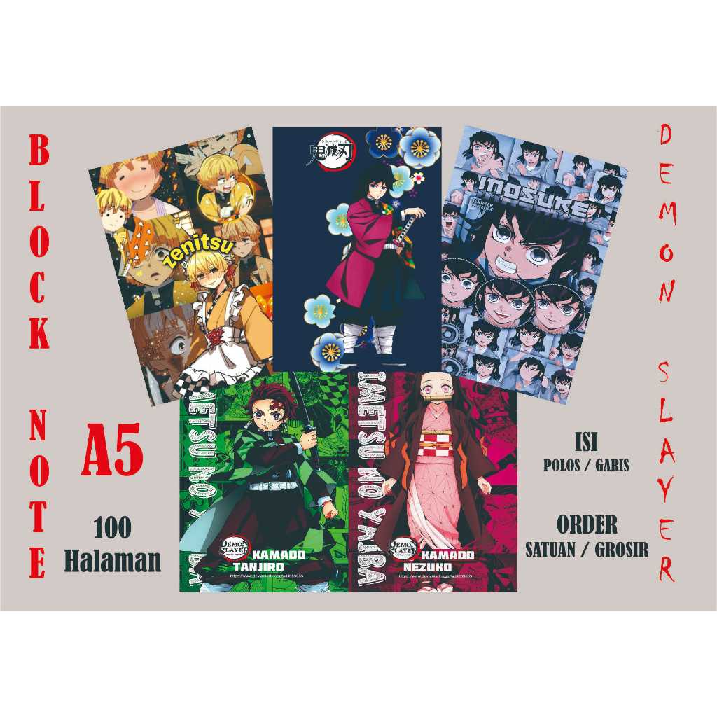 Jual BLOCK NOTE ANIME DEMON SLAYER A5 TEBAL 100 HALAMAN | Shopee Indonesia