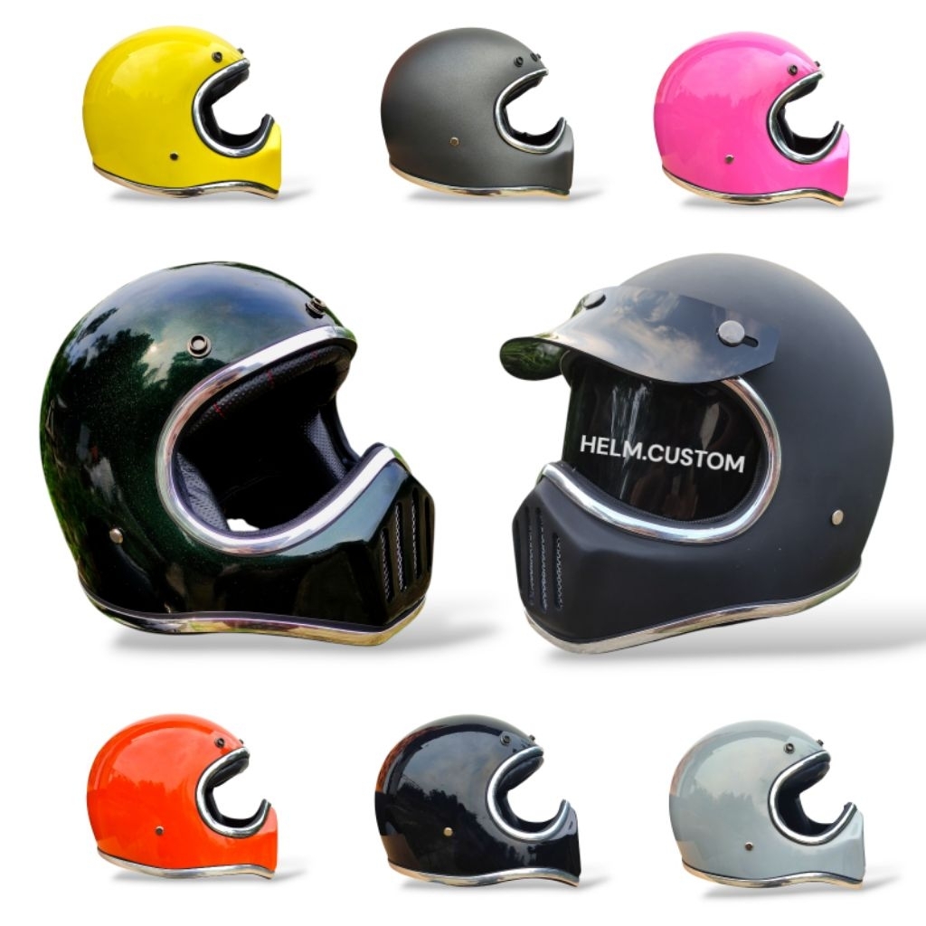 Jual HELM CAKIL LIST CHROME DEWASA SOLID RETRO GRADE PREMIUM | Shopee ...