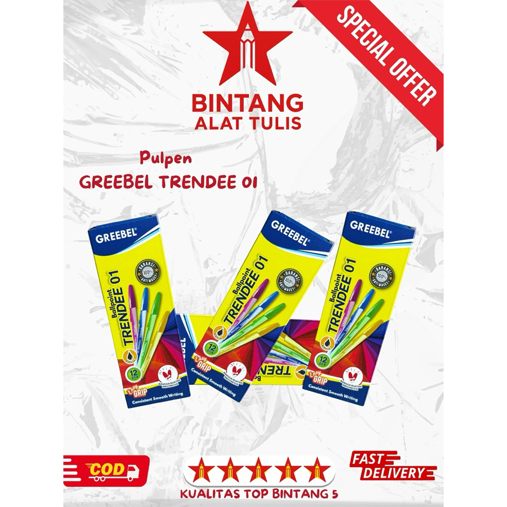 Jual [PACK] Pulpen Greebel Trendee 01 / 02 0.5 mm | Ballpoint Smooth Writing & Easy Grip ...