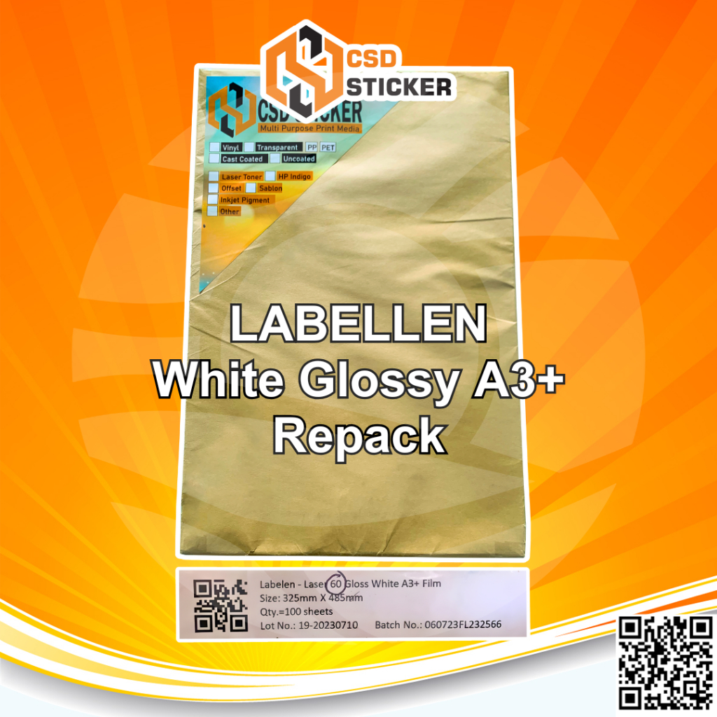 Jual LABELLEN Sticker Vinyl PP Film Stiker Digital Print Laser Toner A3 ...
