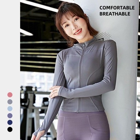 Jual Jaket Olahraga Wanita Baju Anti UV Lengan Panjang Baju Olahraga Wanita Yoga/Fitness Sport ...