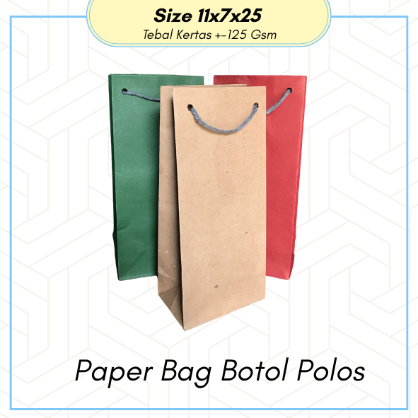 Jual PAPER BAG BOTOL POLOS UKURAN 11x7x25 / PAPERBAG HAJATAN / TAS ...
