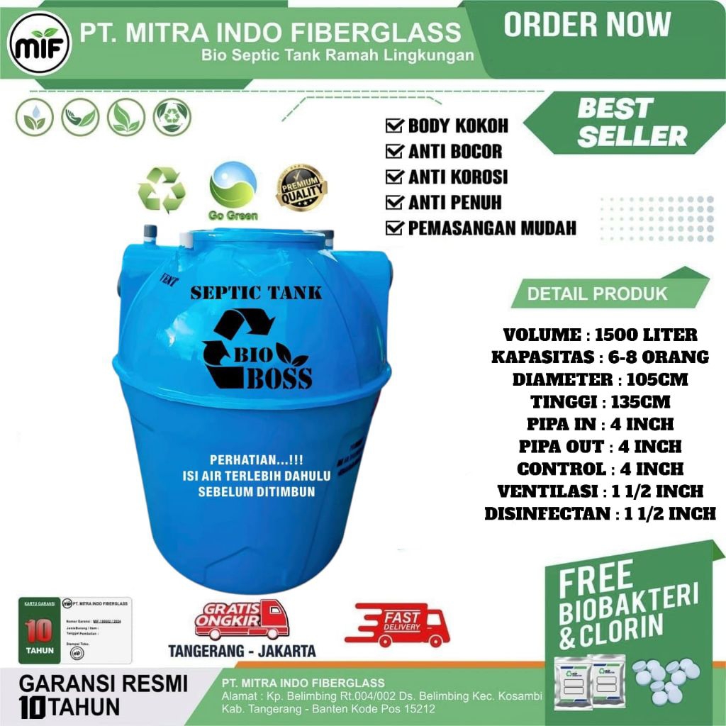 Jual Septic Tank 1500 Liter,Bioboss,Biotech,Biotaff,Biofil,Biotank ...