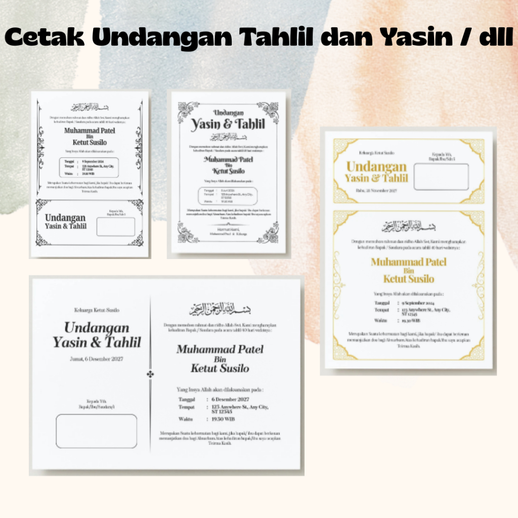Jual Cetak Undangan Tahlil dan Yasin | Shopee Indonesia
