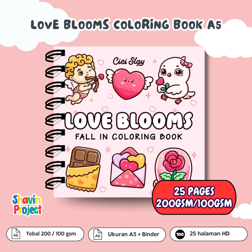 Jual Buku mewarnai dewasa Love Blooms Coloring book aesthetic 25 pages ...