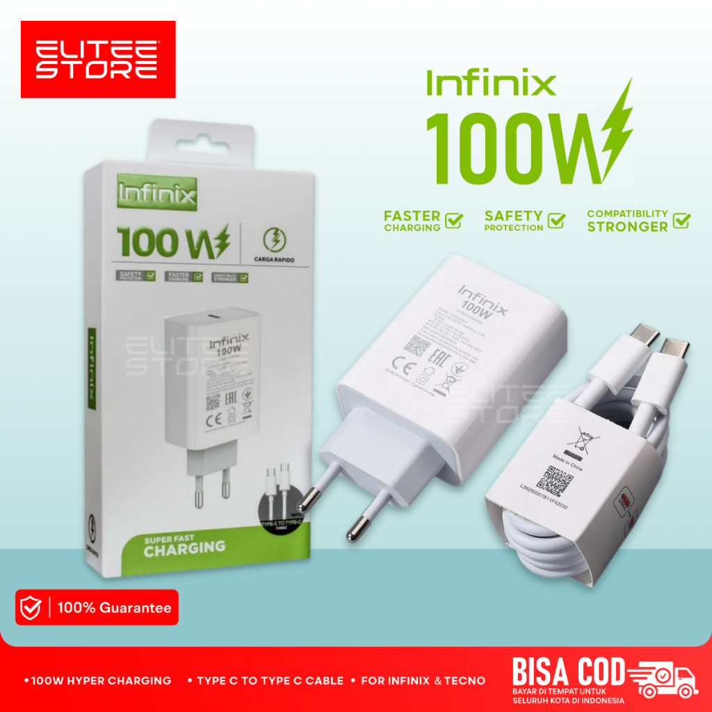 Jual EST - Charger Infinix 100W Hyper Charge Fast Charging Type C Power ...