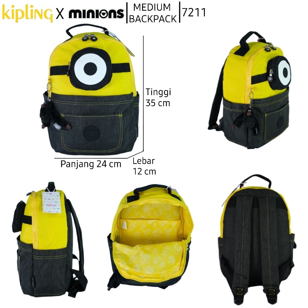 Jual Ransel Kipling X Minions kualitas Import Grade Ori bahan Parasut ...