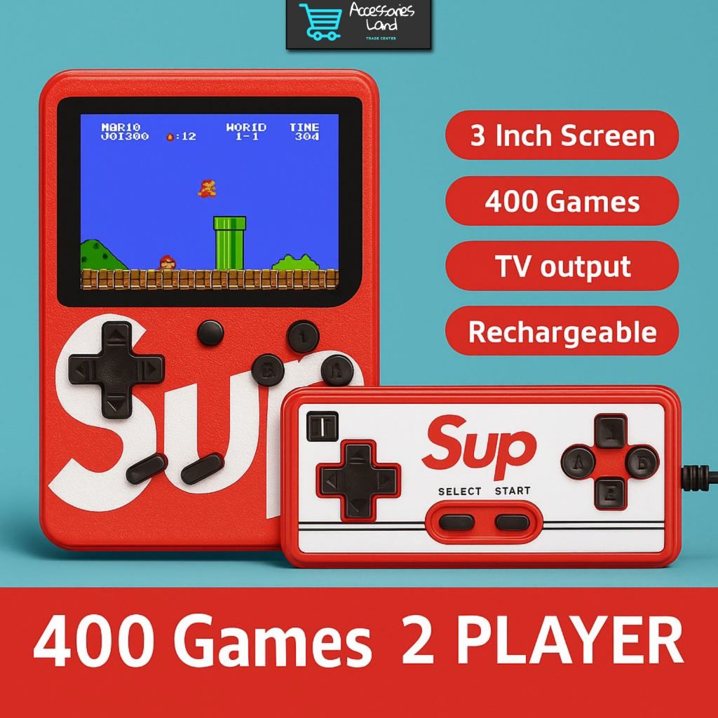Jual Gameboy 2 PLAYER Retro 400 in 1 Games Mini Portabel SUPRIME Red ...